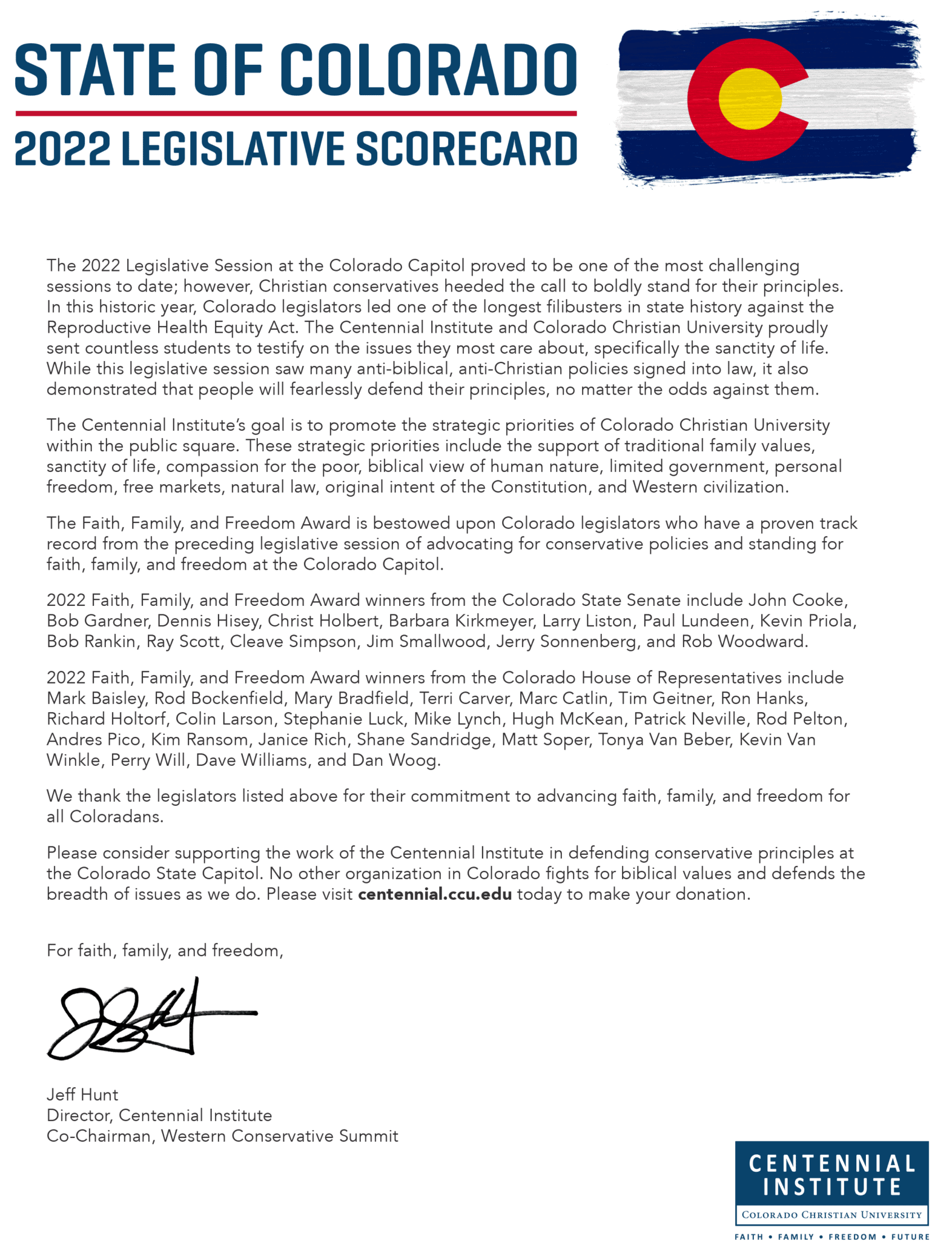 2022 Colorado Legislative Scorecard - Centennial Institute